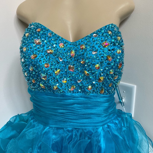 Fiesta | Dresses | Fiesta Blue Jeweled Top Ruffle Chiffon Bottom Dress ...